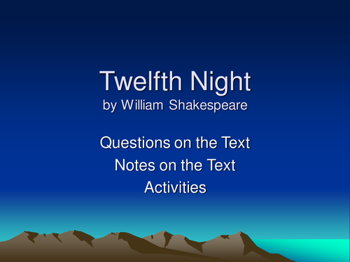 William Shakespeare's Twelfth Night: Act One Questions and Activities ...