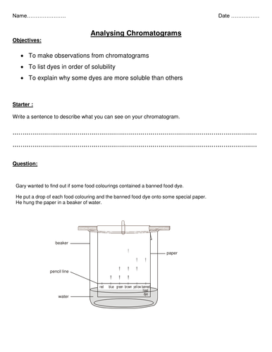 Chromatography analysis and modelling lesson with worksheet - Ofsted ...