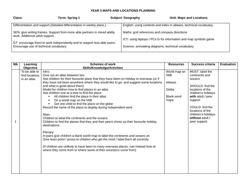 Maps and Locations KS2 Planning and Resources | Teaching Resources