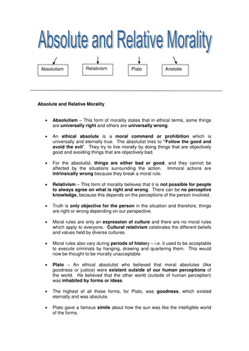Information sheets on Absolute and Relative Morality - Plato ...