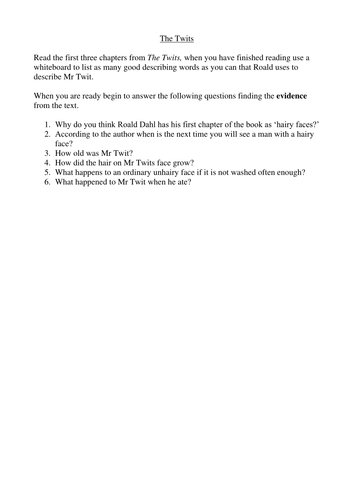 Roald Dahl - The Twits | Teaching Resources