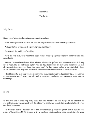 Roald Dahl - The Twits | Teaching Resources