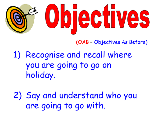 Holiday Plans 1 - Destination (type of area) and people | Teaching ...