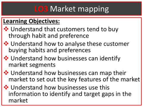 Market Mapping (Unit 1. 1 Spotting an Opportunity Edexcel) | Teaching ...