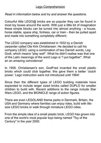 The Lego Story - History | Teaching Resources