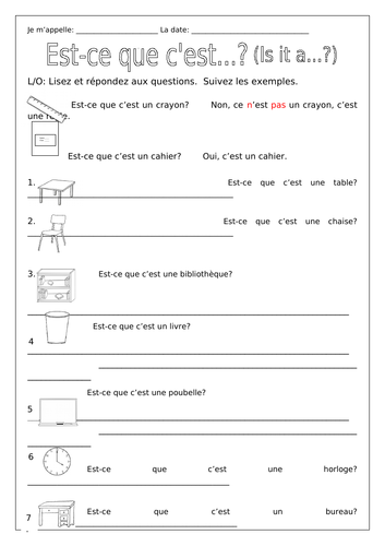 FRENCH - Dans La Salle De Classe - KS2 - Worksheets | Teaching Resources