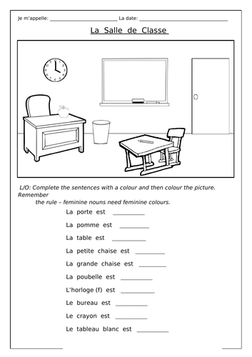 FRENCH - Dans La Salle De Classe - KS2 - Worksheets | Teaching Resources