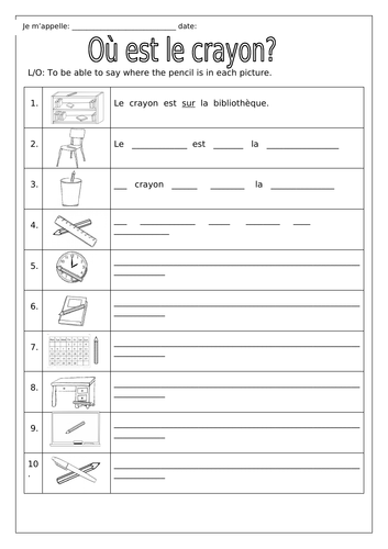 FRENCH - Dans La Salle De Classe - KS2 - Worksheets | Teaching Resources