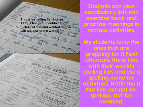 Eleven Plus Vocabulary Lists | Teaching Resources