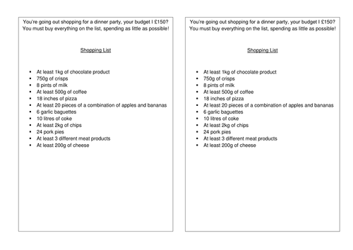 Best Buy Food Shop | Teaching Resources