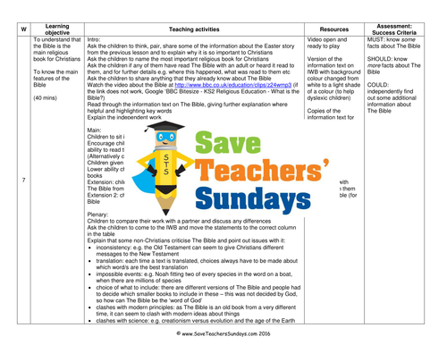 The Bible KS1 Lesson Plan and Worksheet | Teaching Resources