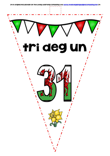 WELSH NUMBERS 0-31 - BUNTING / BANNERS | Teaching Resources