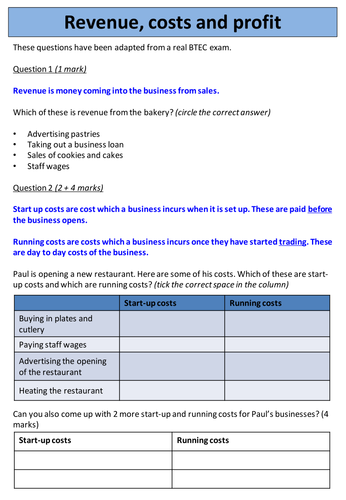 BTEC Business - Level 2 Finance Revision Booklet | Teaching Resources