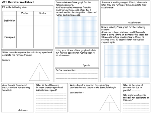 Edexcel Combined Science Physics 1 Revision Worksheets | Teaching Resources