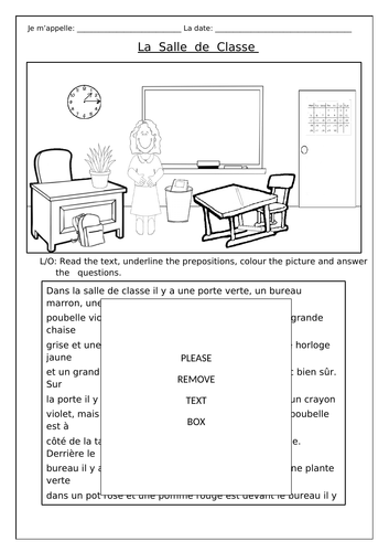 FRENCH - Dans La Salle de Classe - Worksheets | Teaching Resources