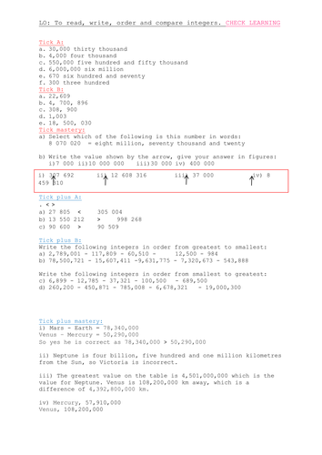 NUMBER & PLACE VALUE- Year 5/6 - Read, Write, Order and Compare ...