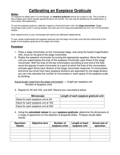 Section 2. Cells. 3.3 Microscope measurements and calculations NEW Year ...