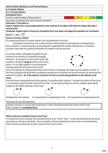 Centripetal Force (AQA A-Level Physics 2015 Unit 6) | Teaching Resources