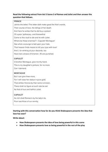 AQA Romeo and Juliet- Essay Lesson | Teaching Resources