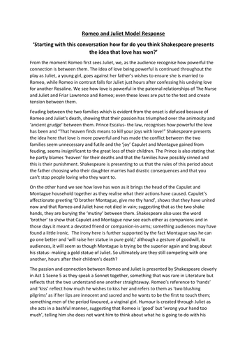 AQA Romeo and Juliet- Essay Lesson | Teaching Resources