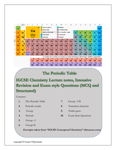 IGCSE Chemistry Periodic Table Chapter Notes, Examples and Exam style ...