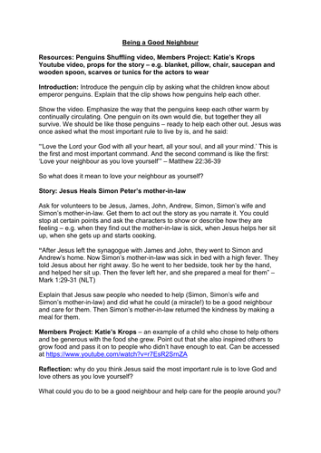 Being a Good Neighbour Worship Plan (Primary) | Teaching Resources