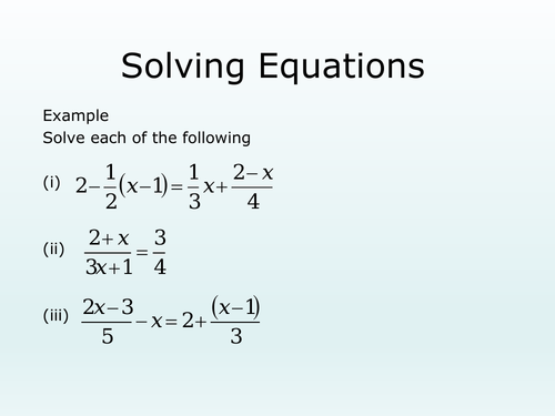 Solving Equations (more complicated) | Teaching Resources