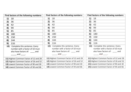 Whole Lesson - Factors - highest and lowest common factor - KS2 - Year ...