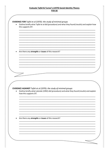 Social identity theory and prejudice. Tajfel et al | Teaching Resources Social identity theory and prejudice. Tajfel et al | Teaching Resources