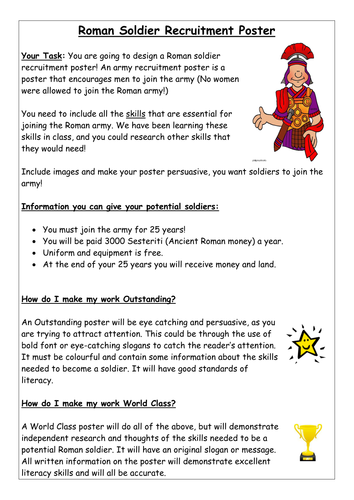 Roman Recruitment Poster Homework | Teaching Resources