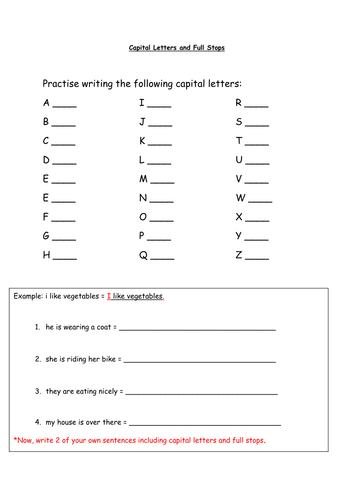 Capital Letters and Full Stops | Teaching Resources