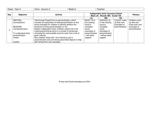Personification Lesson Plan, Worksheets and Other Resources | Teaching ...
