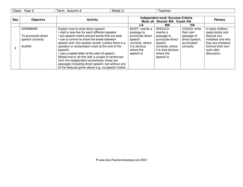 Punctuating Direct Speech Lesson Plan and Worksheet | Teaching Resources