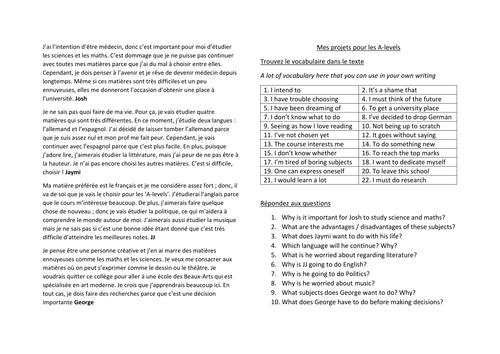 School subjects and opinions / Les matières et les opinions | Teaching ...