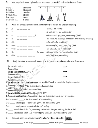 The Present Tense of Regular 'RE' Verbs | Teaching Resources