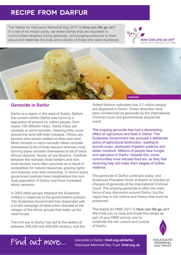 Holocaust Memorial Day 2017 recipe cards: cooking activity to celebrate ...