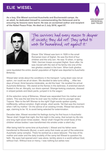 Holocaust Memorial Day 2017: Life stories | Teaching Resources