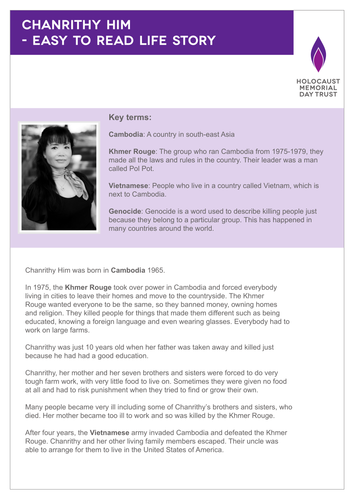 Holocaust Memorial Day 2017: Easy to read life stories | Teaching Resources