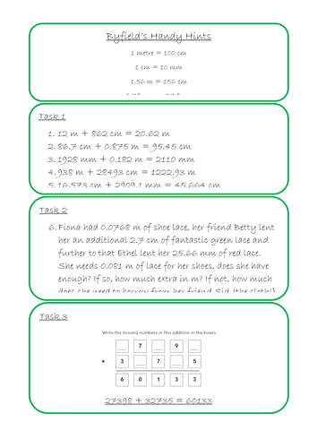 Addition with measurements Year 6 | Teaching Resources