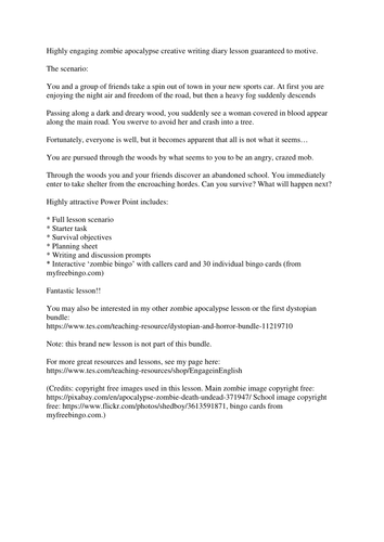 Zombie Apocalypse Diary Version + KS4 Starter Bundle | Teaching Resources