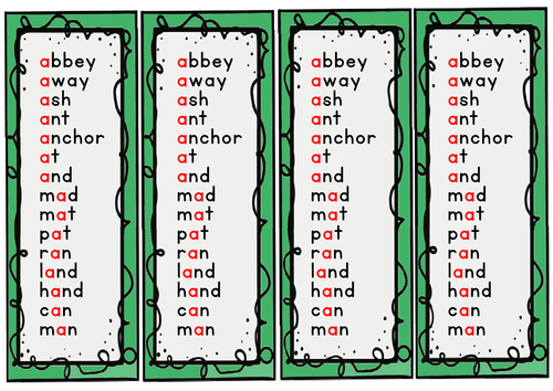 PHONICS SPELLINGS LISTS / SIGHT WORDS SPELLINGS / BOOKMARKS - EARLY ...