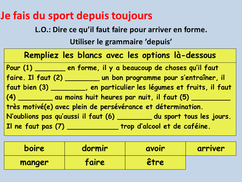 KS3 French - Body & healthy living activities | Teaching Resources