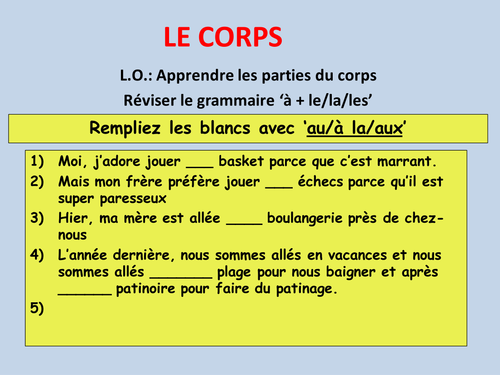 KS3 French - Body & healthy living activities | Teaching Resources