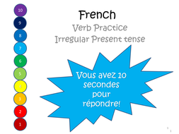 French Irregular Present tense Verb game | Teaching Resources