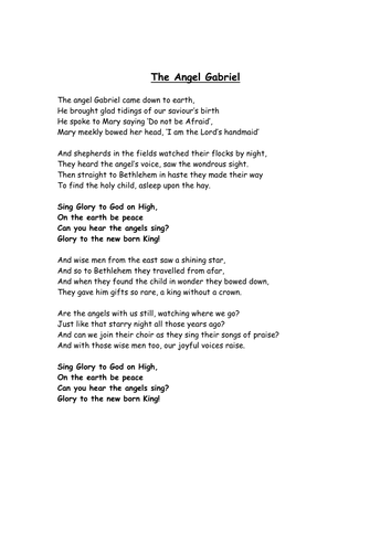 The Angel Gabriel - Contemporary carol | Teaching Resources