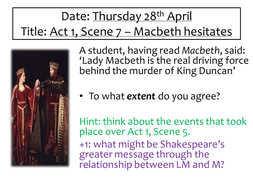 Macbeth Act 1 Scene 7 | Teaching Resources