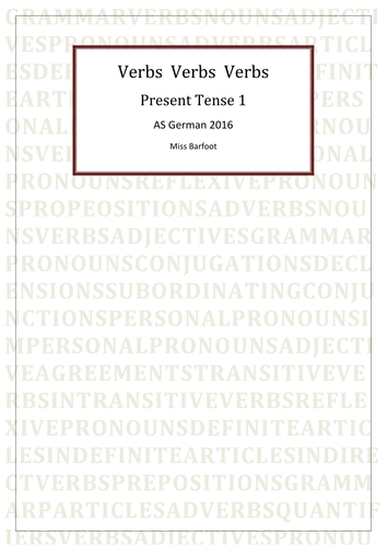 German Grammar - Present Tense Verbs | Teaching Resources