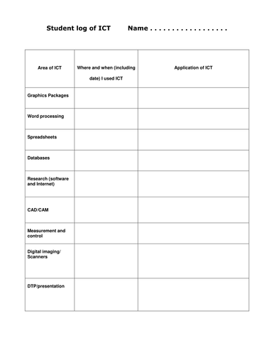 Student ICT Log book and Planning guide for KS4 and KS5 | Teaching ...