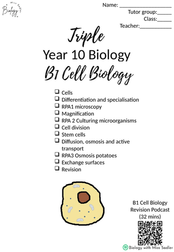 AQA Triple Biology - B1 Cell Biology (12 lessons) | Teaching Resources