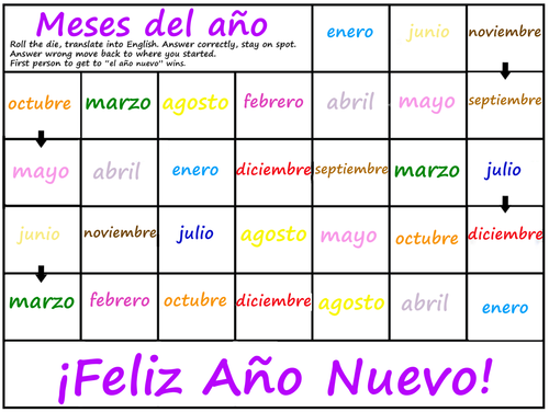 Months of theYear Game - SPANISH | Teaching Resources